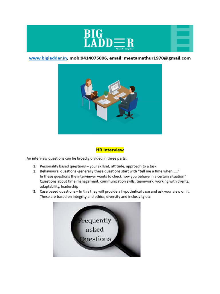 Behavioural and Case Studies Ques For Interview | PDF | Psychological Concepts | Behavioural ...