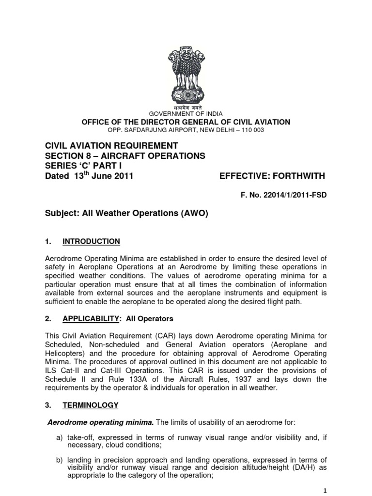All Weather Operation Regulations | PDF | Visual Flight Rules ...