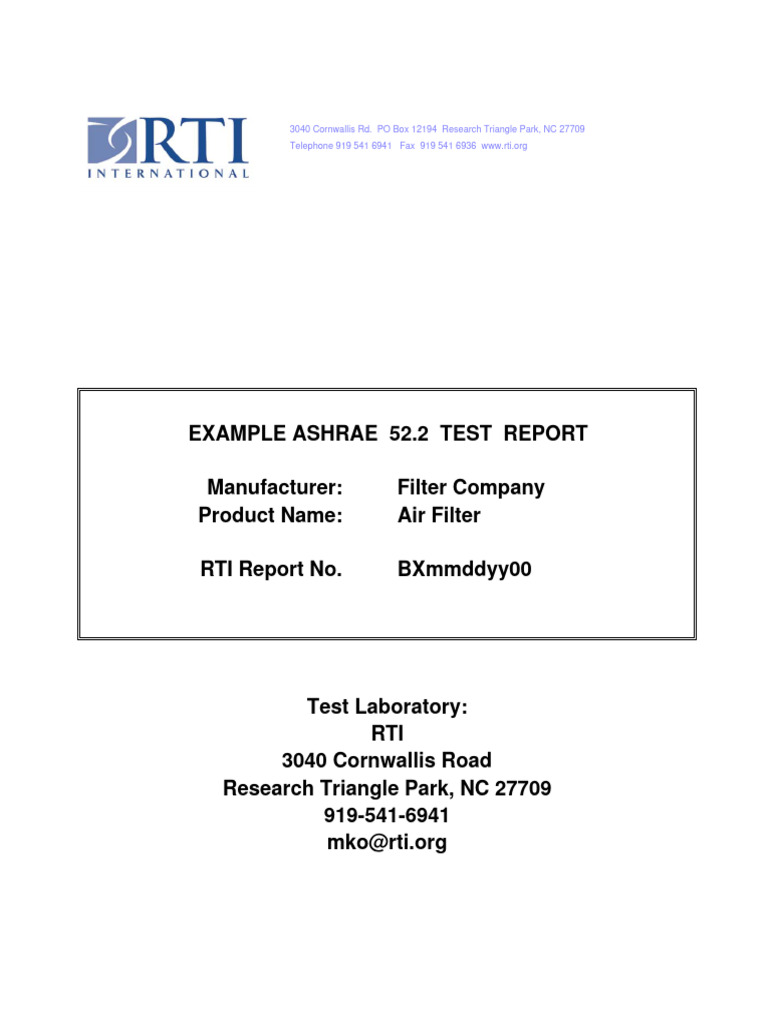 Ashrae-52 2 Report Example | PDF | Mechanical Engineering