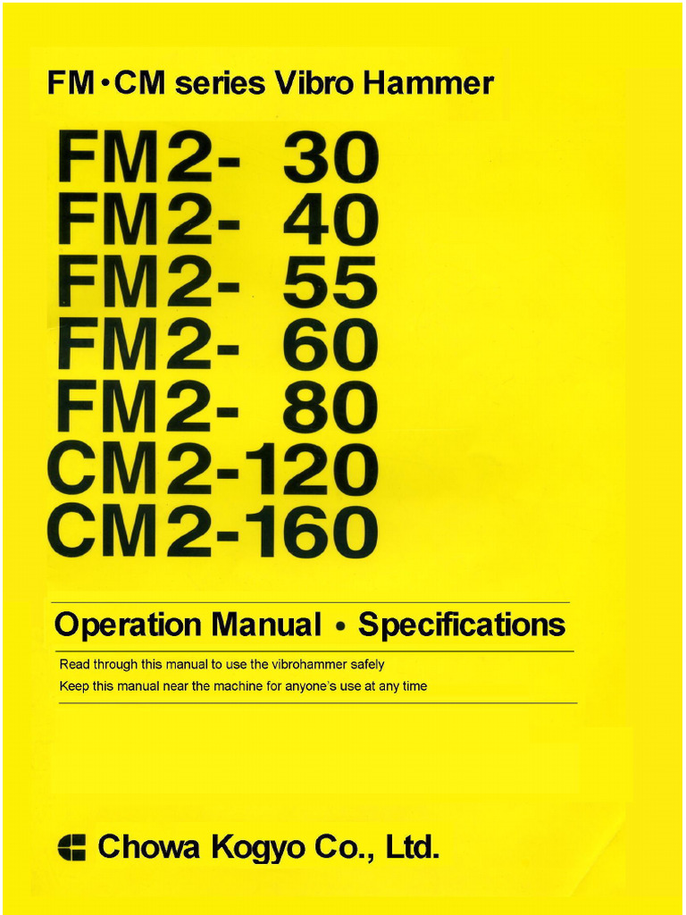 Tomen Vibro Hammer Manual FM2-60 | PDF | Bearing (Mechanical) | Crane (Machine)