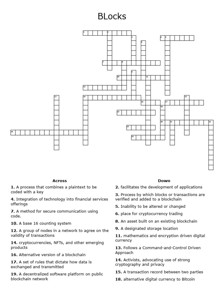 1 BLocks - Crossword Labs | PDF | Cryptocurrency | Secure Communication