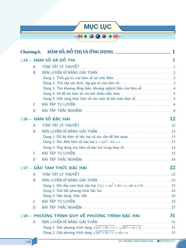 Bai Tap Ham So Do Thi Va Ung Dung Toan 10 Knttvcs Phung Hoang em | PDF
