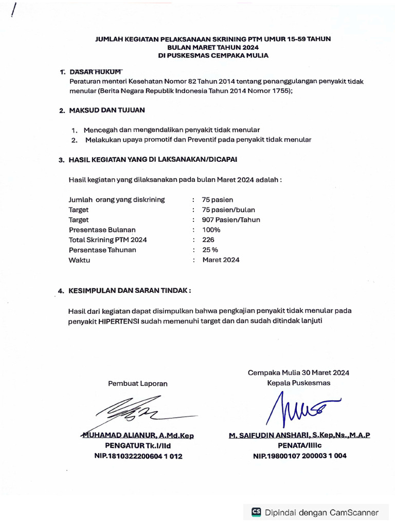 Skrining PTM Maret | PDF