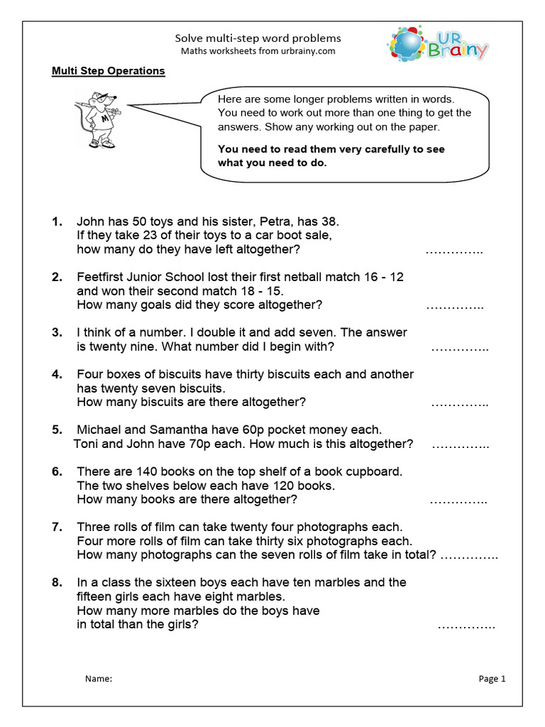 Solve Multi Step Word Problems | Download Free PDF | Weight | Metrology