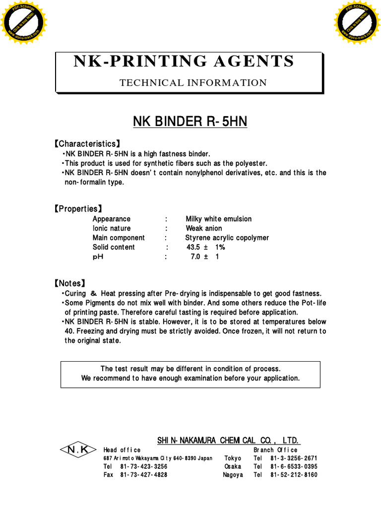 TDS NK - Binder R 5HN 2021 | PDF | Materials Science | Polymers