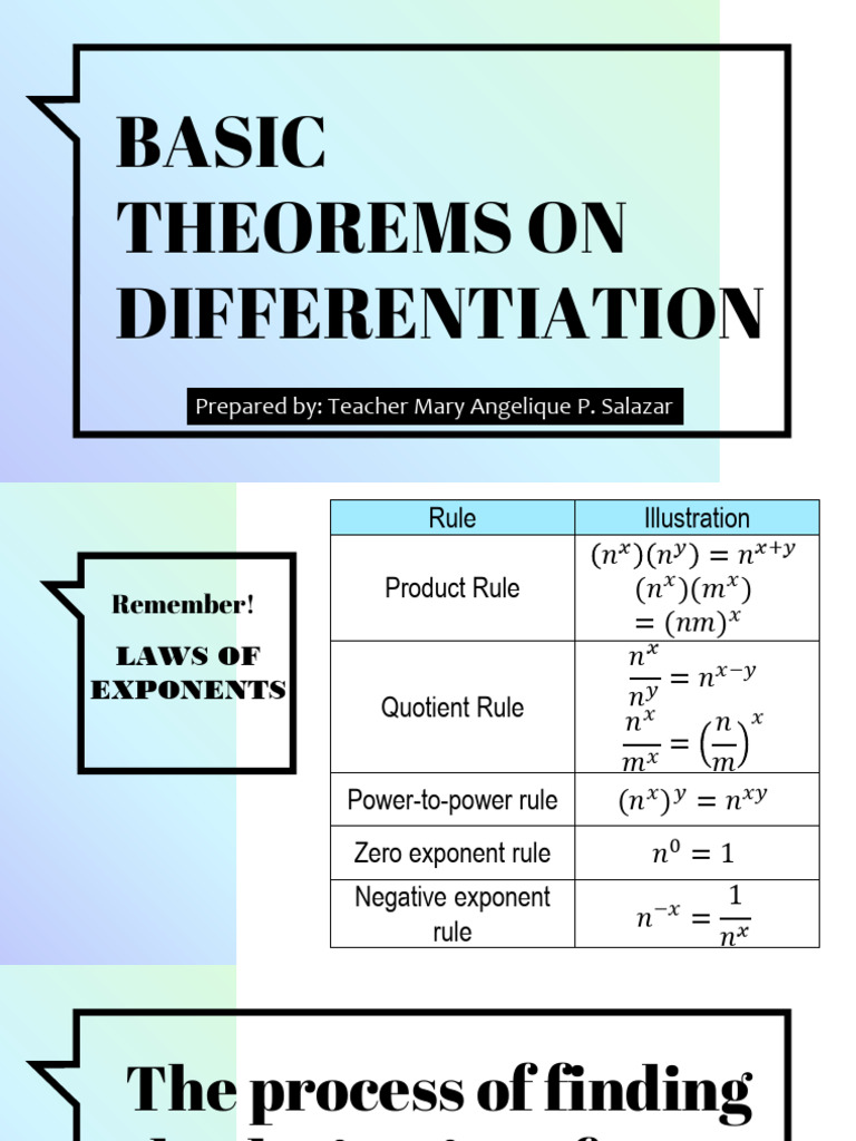 Rules of Differentiation | PDF | Derivative | Function (Mathematics)