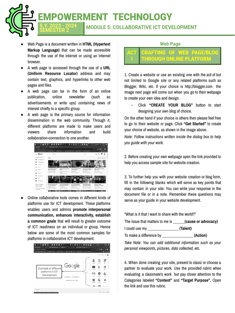 Empowerment Technology 11 - Quarter 4: Module 5 (REVIEWER) | PDF ...