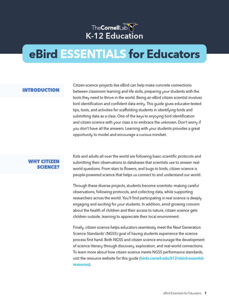 eBird Guide for Teachers | PDF | Science | Birdwatching