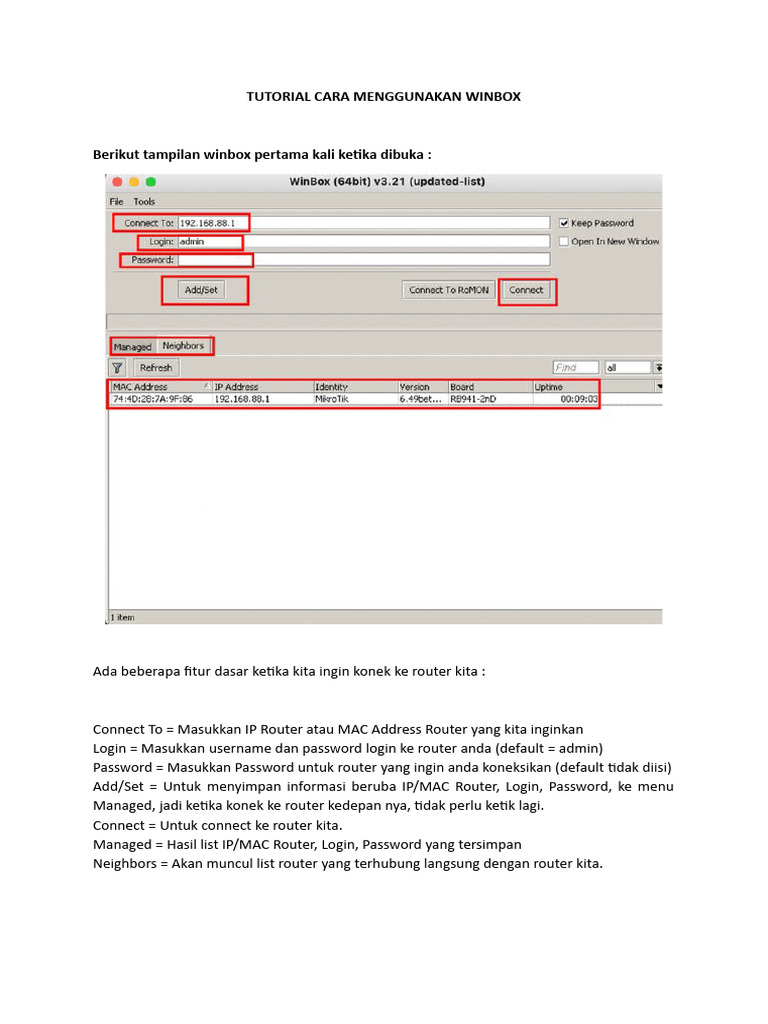 Tutorial Cara Menggunakan Winbox | PDF