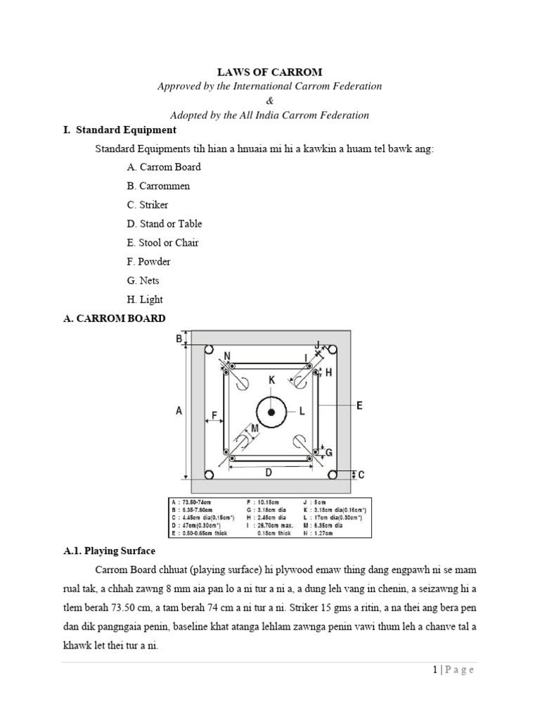 Laws of Carrom | PDF | Precision Sports | Board Games