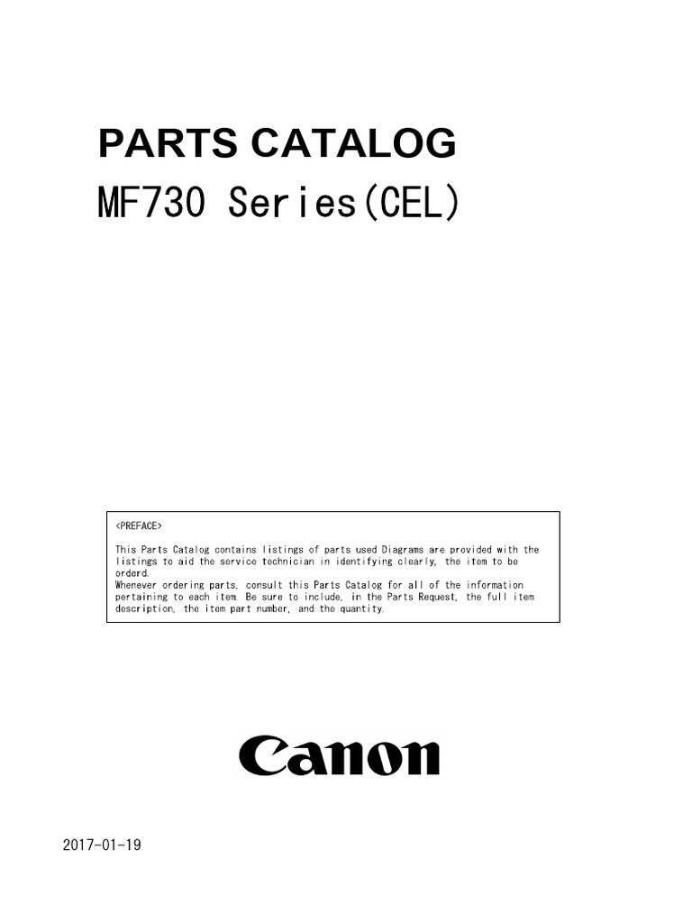 Canon MF730 Series Parts Catalog | PDF | Door | Printed Circuit Board