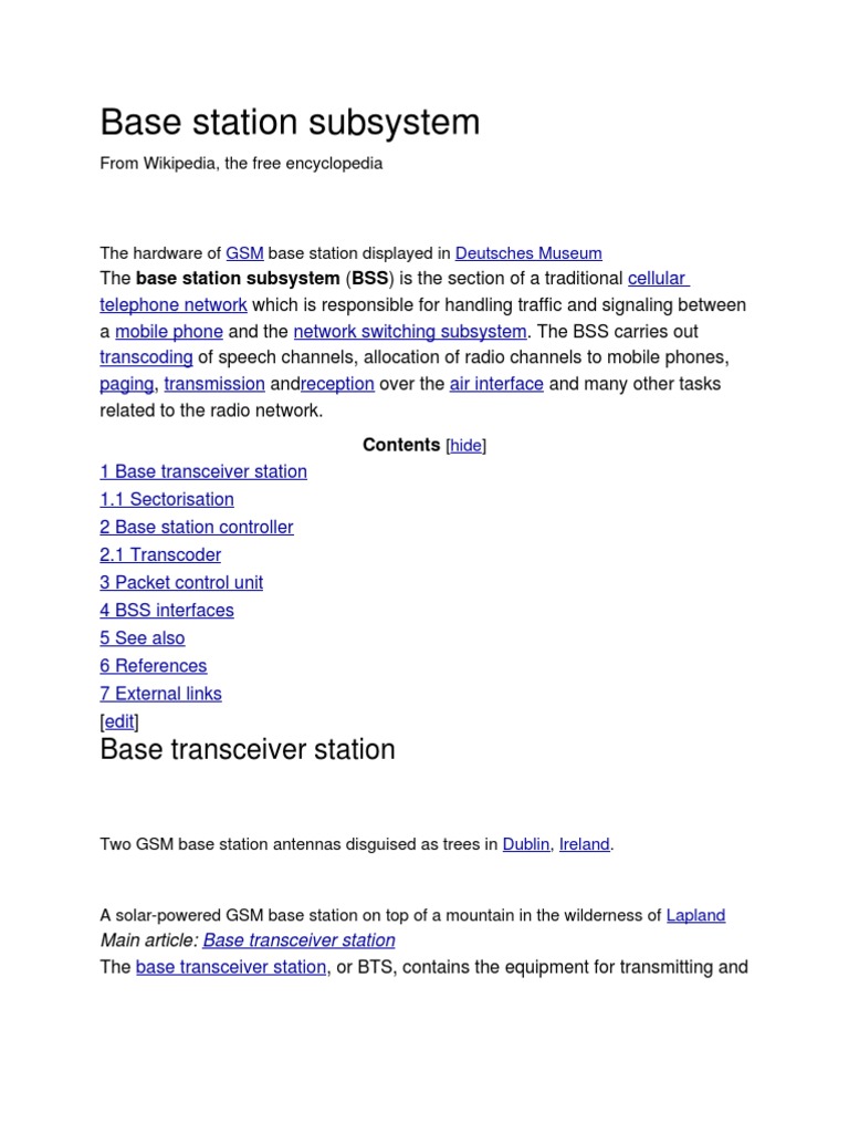 Base Station Subsystem | PDF | Telecommunications | Computing