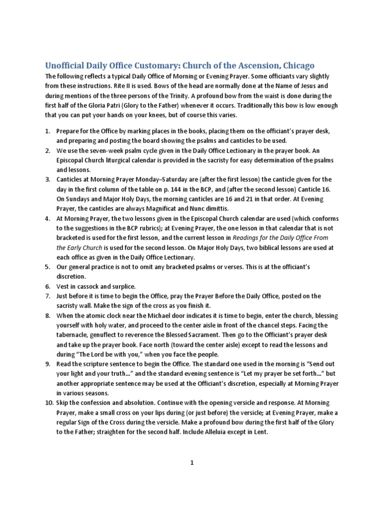 Daily Office Customary Guide | PDF | Book Of Common Prayer | Liturgical ...