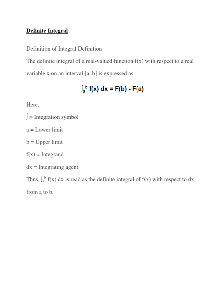 Integral Calculus Definite Integral Pdf Integral Mathematical Physics