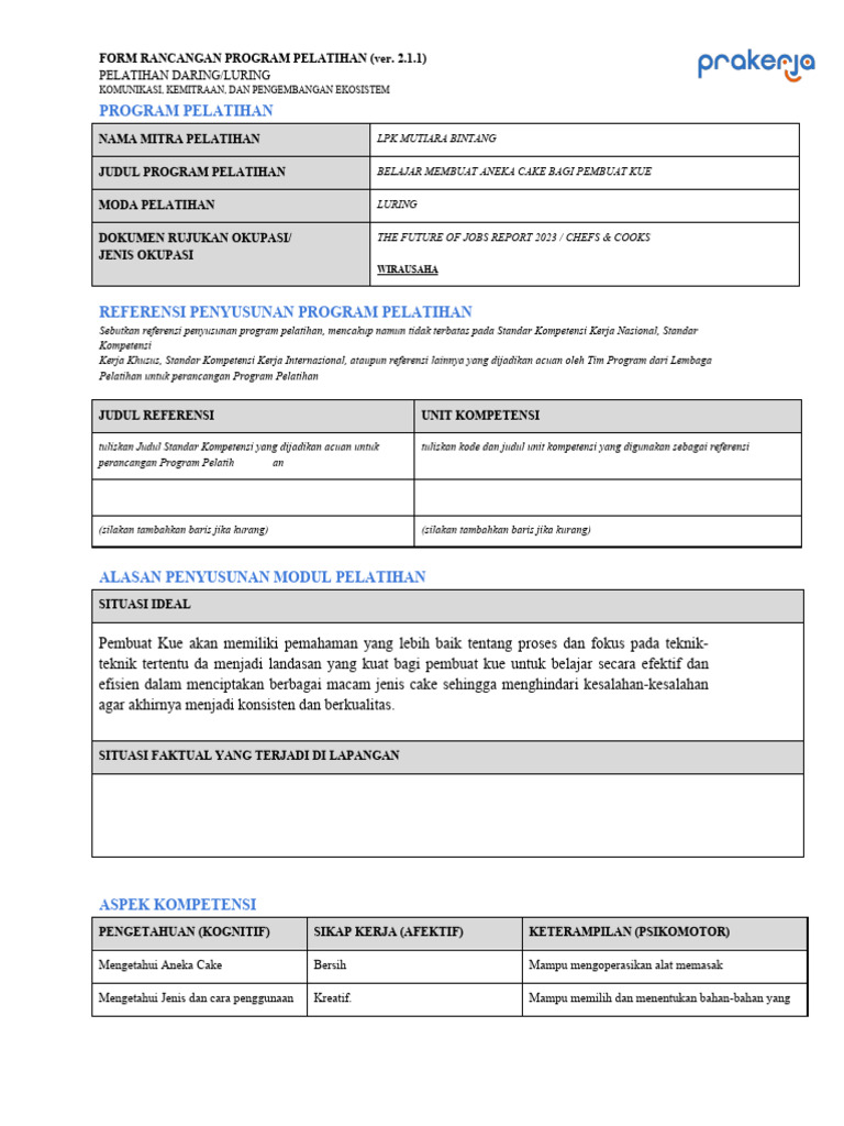 Rancangan Program Pelatihan - Moda Sinkronus | PDF