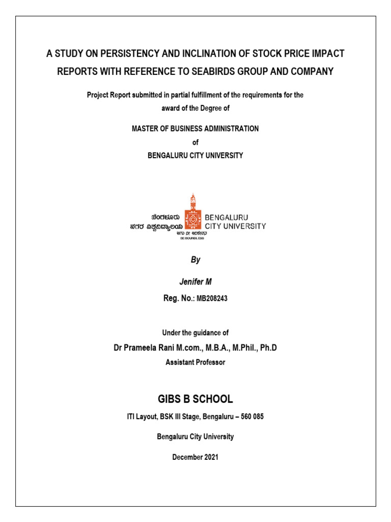 A Study On Persistency and Inclination of Stock Price Impact Reports ...