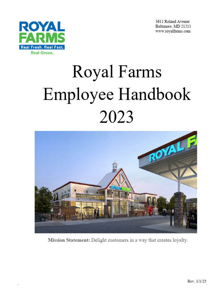 Royal Farms Employee Handbook 2023 | PDF | Employment | Sick Leave