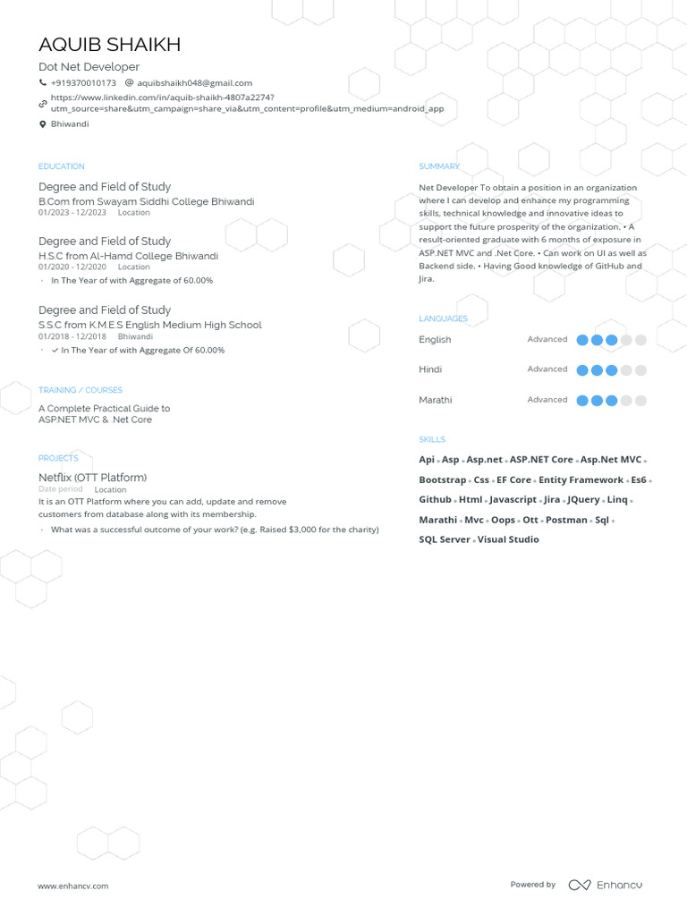 Aquib Shaikh Resume | PDF | Entity Framework | Software Engineering