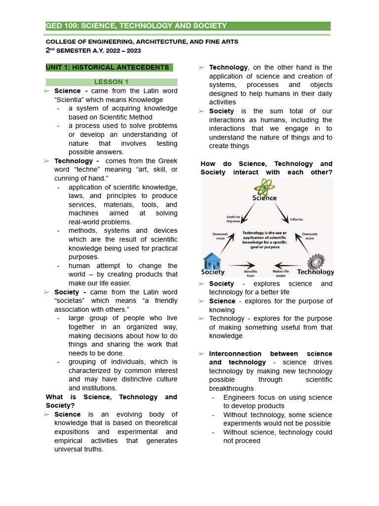 Ged 109: Science, Technology and Society: Lesson 1 | PDF | Science | Orbit