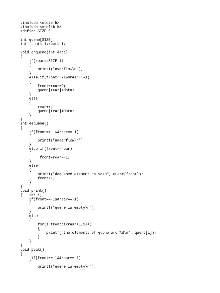 Queue Operations in C | PDF | Teaching Methods & Materials