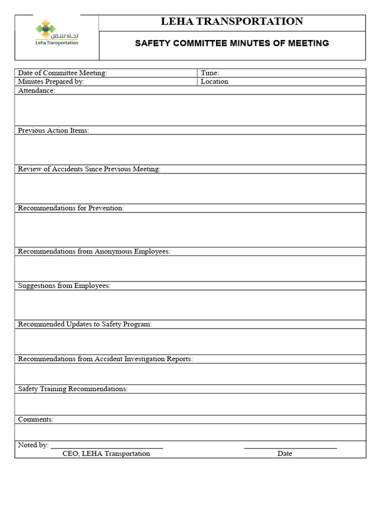 SAFETY COMMITTEE MINUTES OF MEETING | PDF