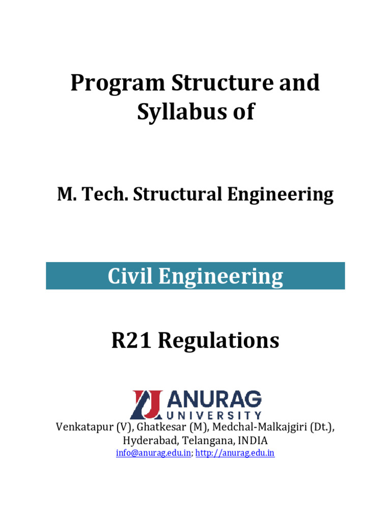 M.Tech Structural Engineering Syllabus R21 | PDF | Buckling | Stress (Mechanics)