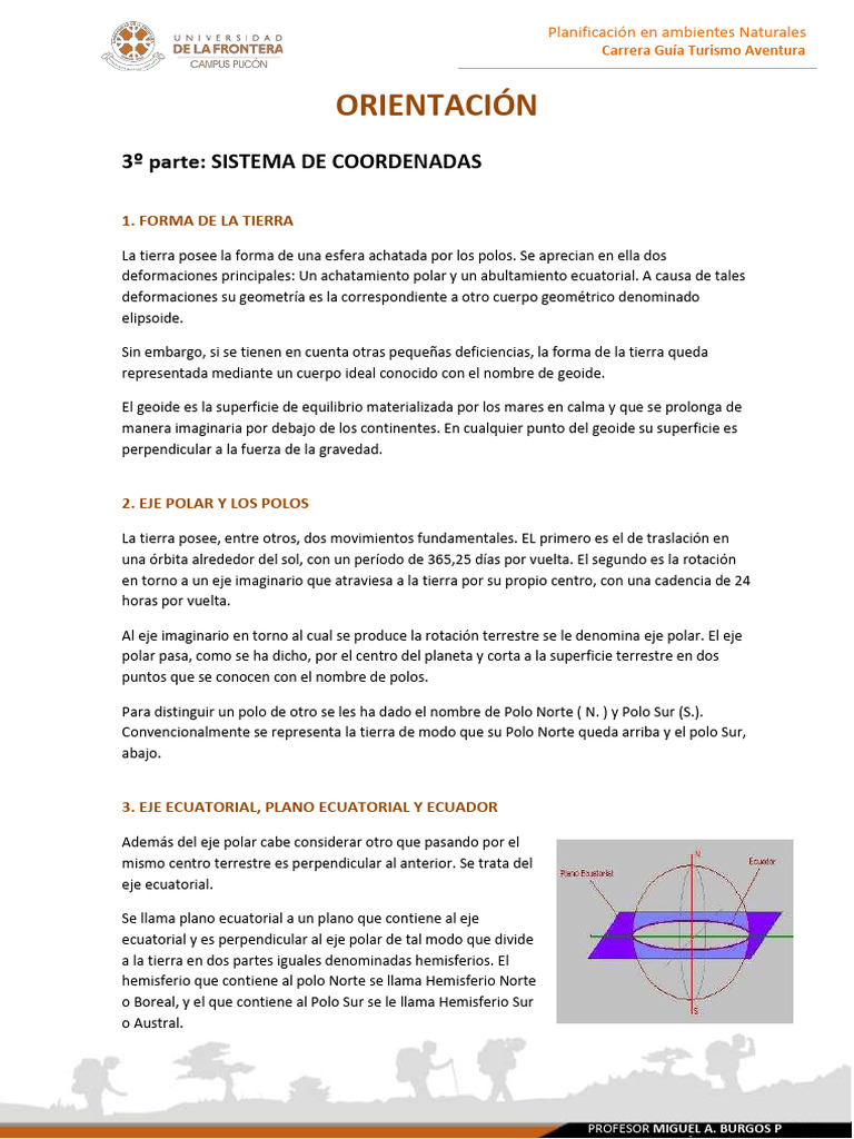 Orientación, coordenadas ppt PAN | PDF | Latitud | Geodesia