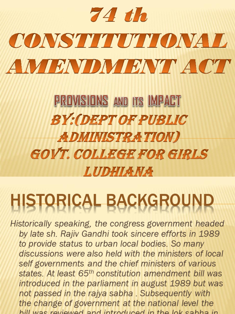 74th Amendment Act | PDF | Government Of India | Governance