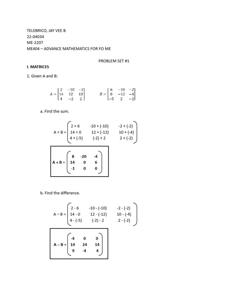 admath - PROBLEM SET 1 | PDF | Mathematics | Algebra