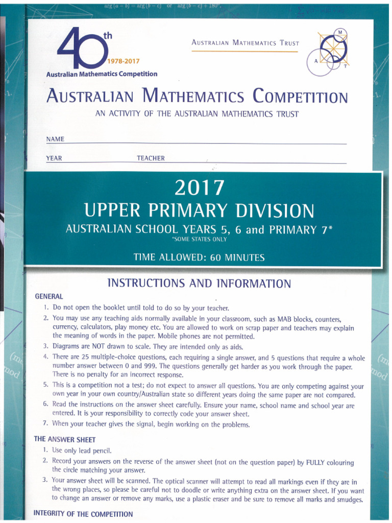 Amc Upper Primary 2017 | PDF