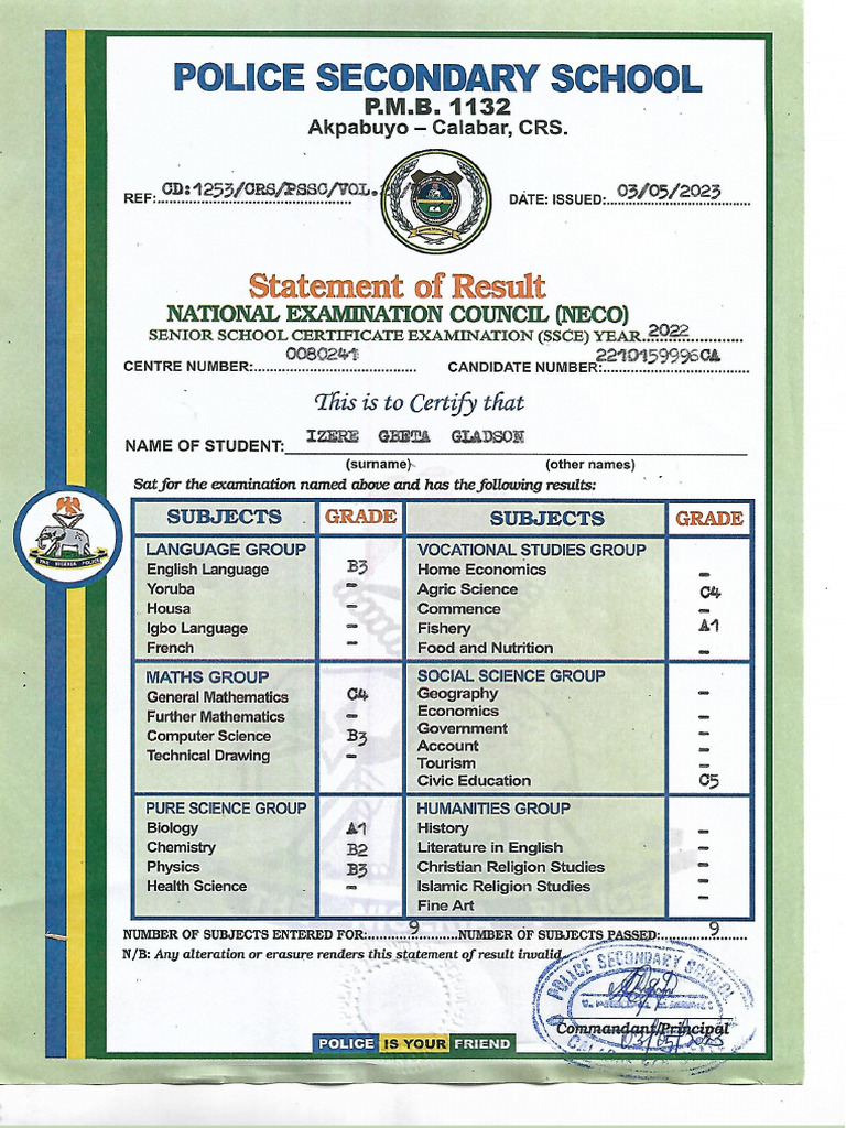 Statement of Result 2 | PDF