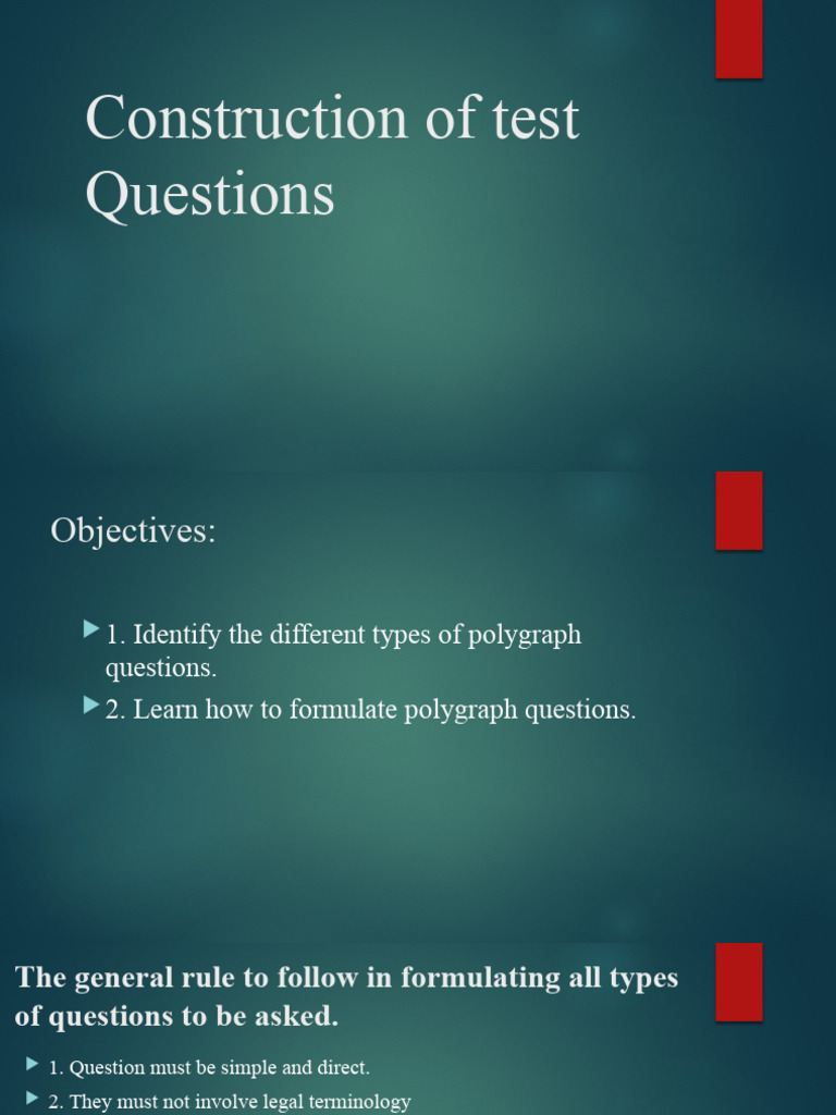 Construction of Test Questions Forensic 15 | PDF | Polygraph | Question