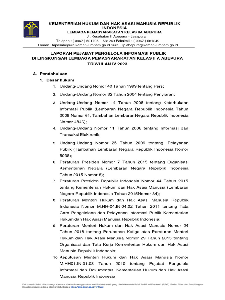 1 Laporan Hasil Monitoring Dan Evaluasi Pelaksanaan Kebijakan Keterbukaan Informasi Publik Oleh ...