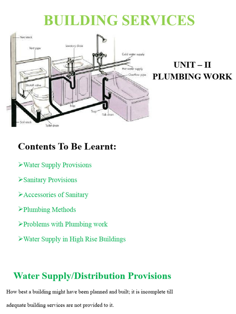 Unit II Plumbing Services | PDF | Plumbing | Sanitary Sewer