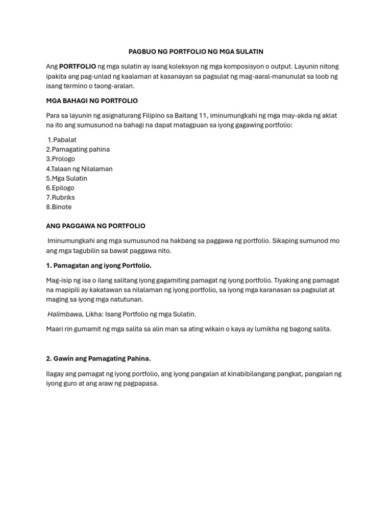 Paggawa NG Portfolio | PDF