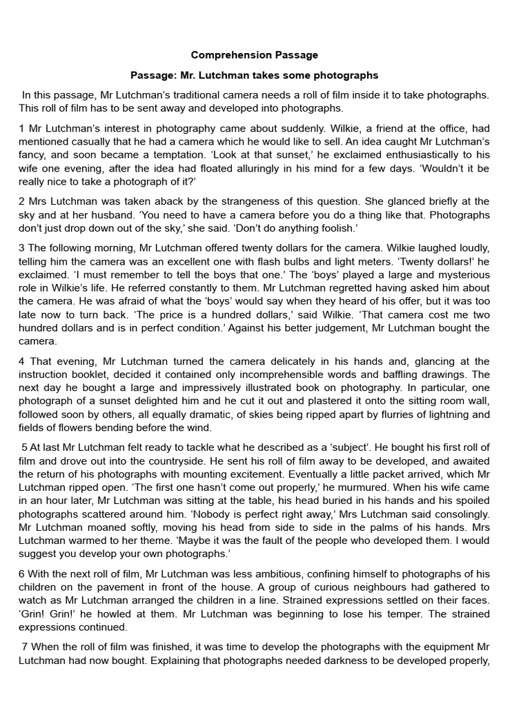 Comprehension Passage | PDF