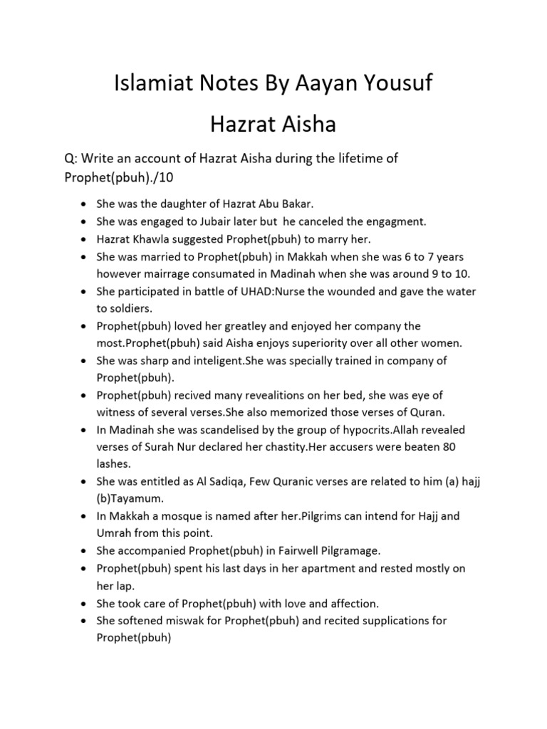Hazrat Aisha PDF | PDF | Hadith | Ali