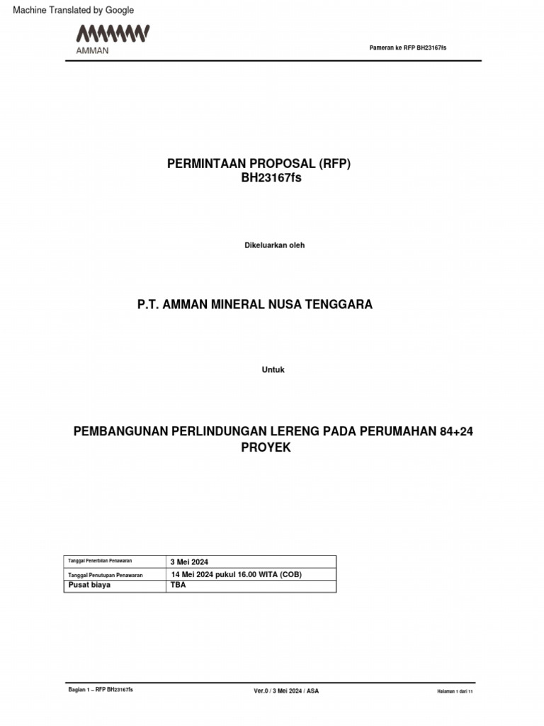 Section 1 - RFP BH23167fs - Instructions | PDF