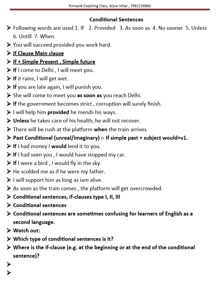 Conditional Sentences | PDF | Perfect (Grammar) | Linguistic Morphology