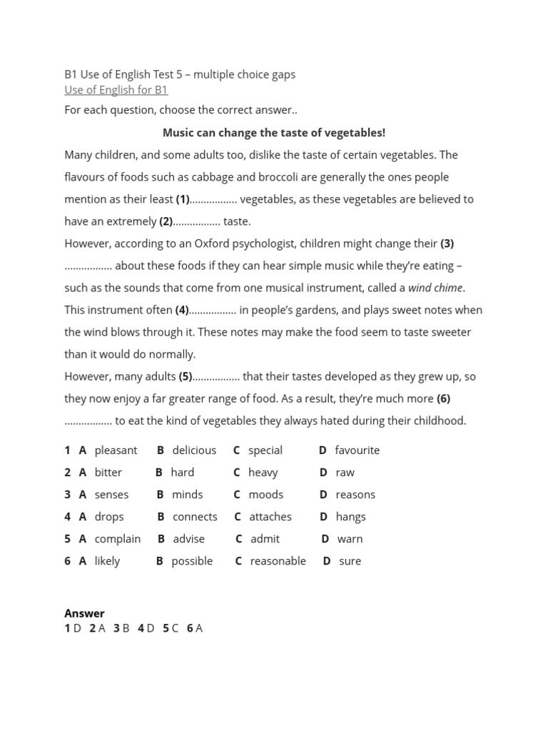 B1 Use of English Test 5 | PDF
