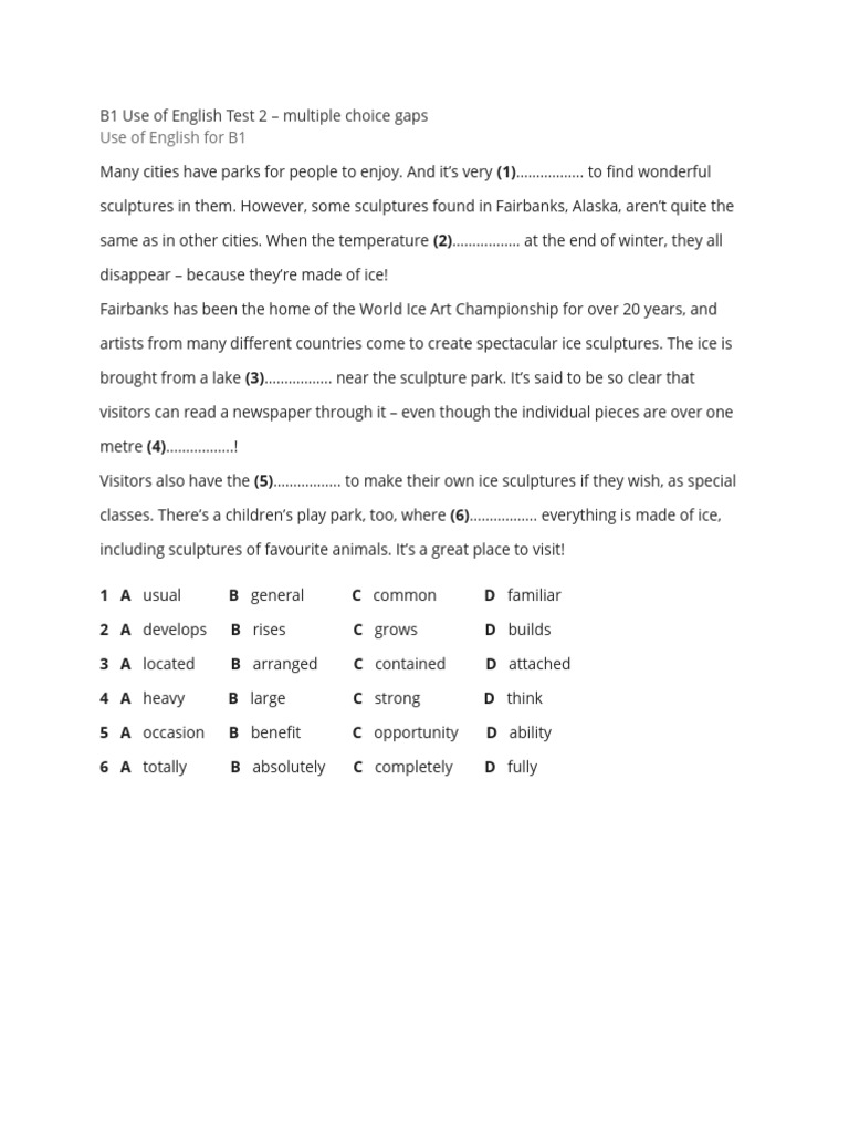 B1 Use of English Test 2 | PDF