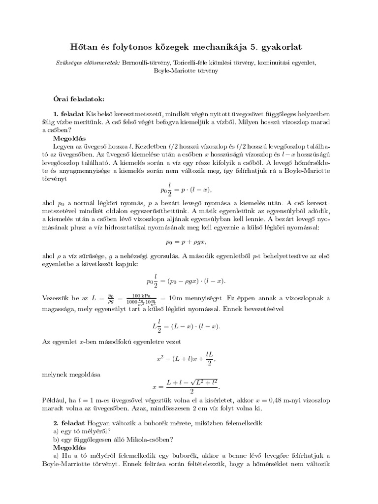 Hotanfolytonos 5 Feladatsor Megoldas | PDF