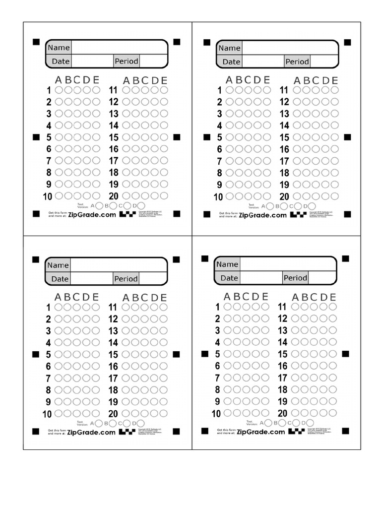 Zipgrade 20 Print | PDF