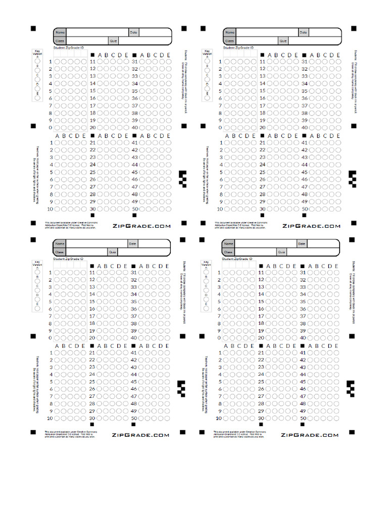 Zipgrade 50 Print | PDF