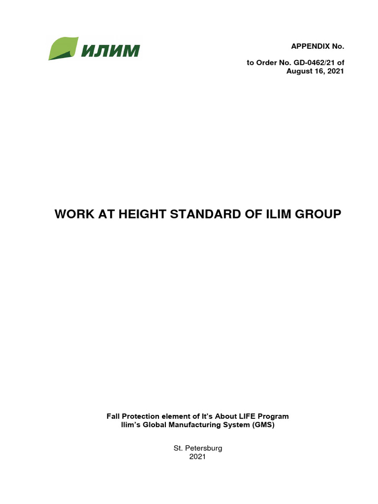 Work at Height Standard | PDF | Occupational Safety And Health | Ladder