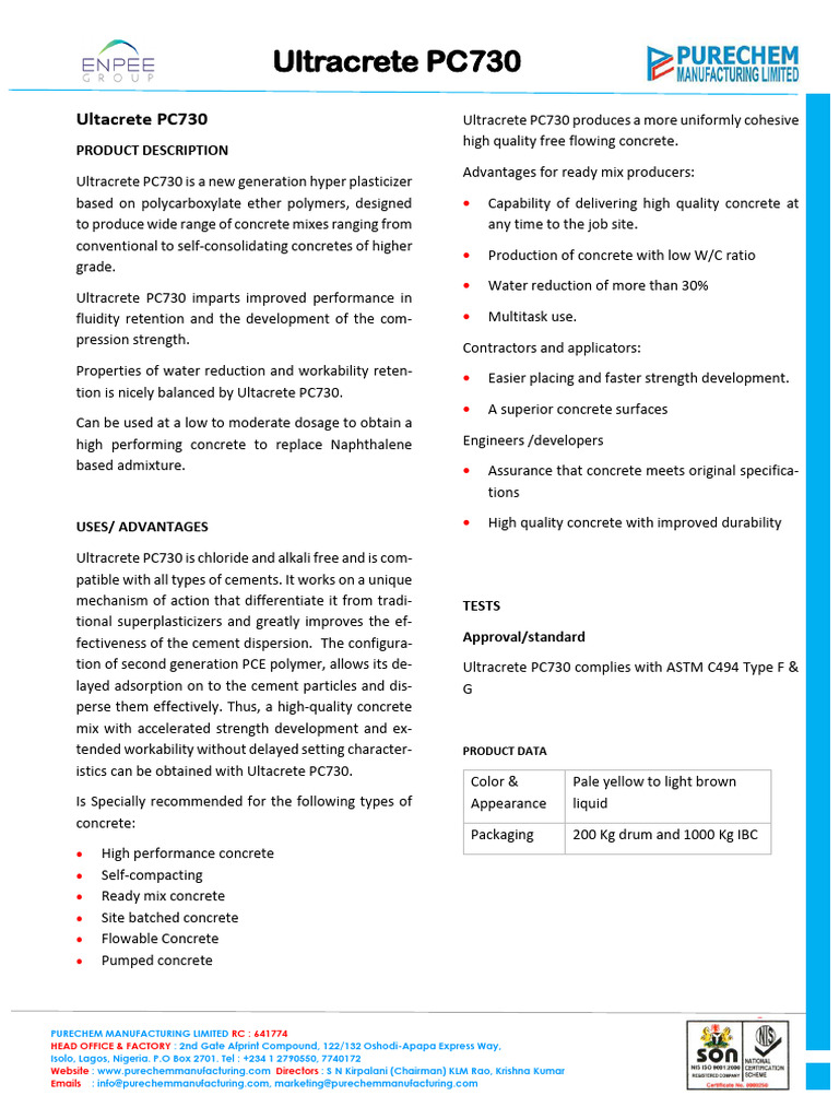 Ultracrete PC730 | PDF | Concrete | Civil Engineering