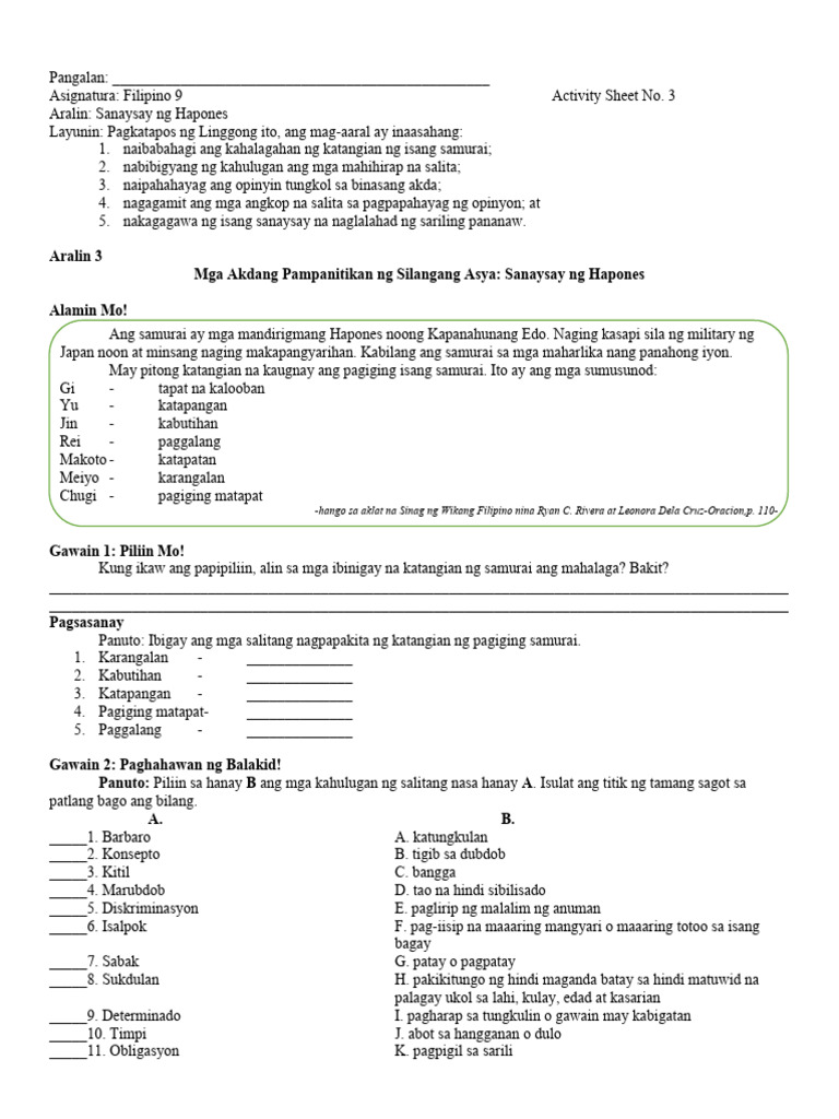 Hango Sa Aklat Na Sinag NG Wikang Filipino Nina Ryan C. Rivera at ...