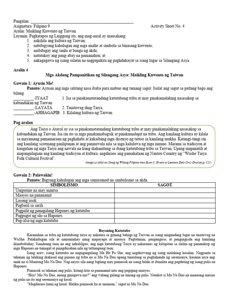 Hango Sa Aklat Na Sinag NG Wikang Filipino Nina Ryan C. Rivera at ...