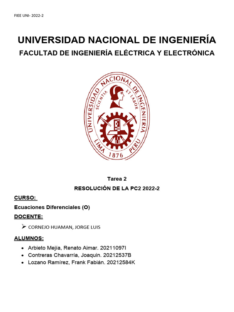 Resolucion PC2 (Arbieto, Contreras, Lozano) | PDF | Matemáticas ...