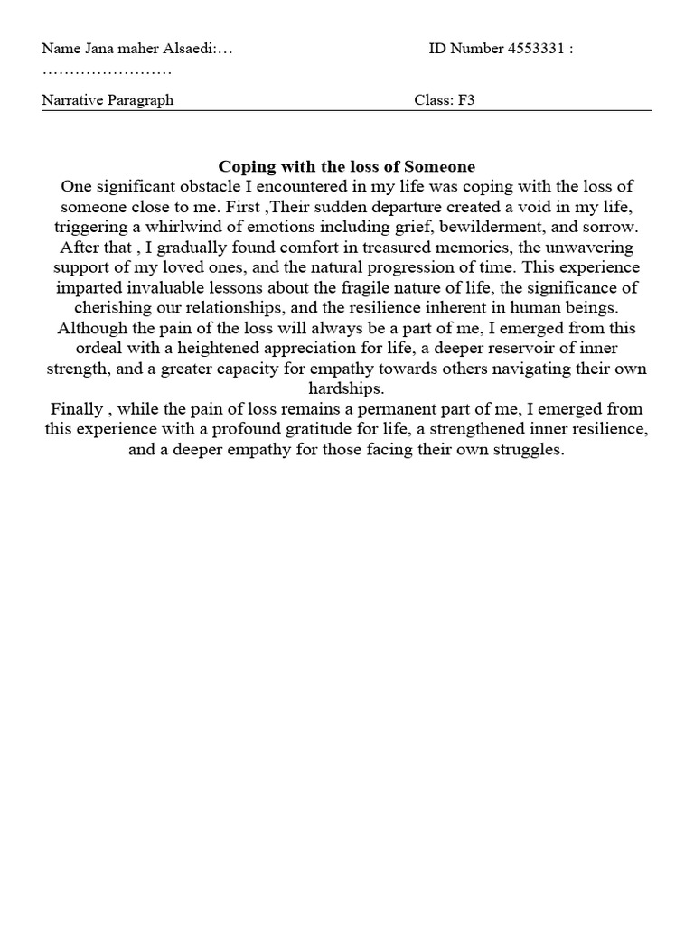 Narrative Paragraph HW Sheet Copy | PDF